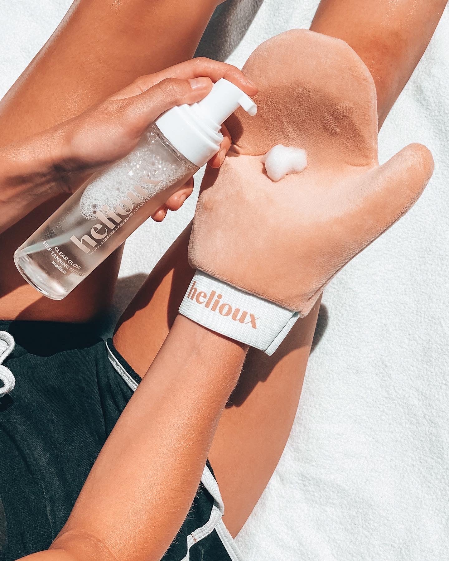 How to apply Helioux Clear Glow Self Tanning Mousse